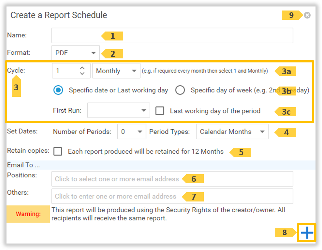 Create a Report Scheduled window